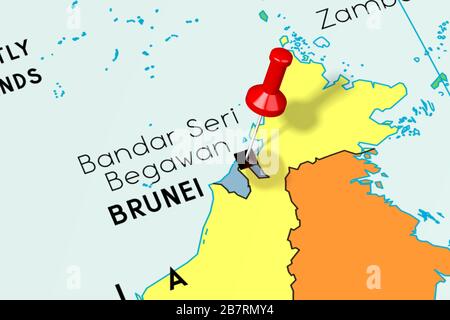 Brunei political map with capital Bandar Seri Begawan, national borders ...