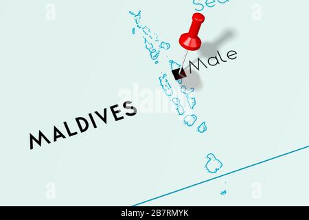 Maldives political map with capital Male on Kings Island and important ...