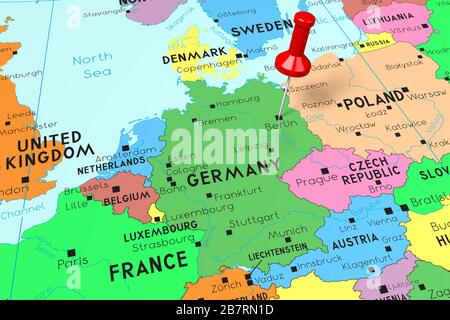 Germany Political Map with capital Berlin, national borders, most ...