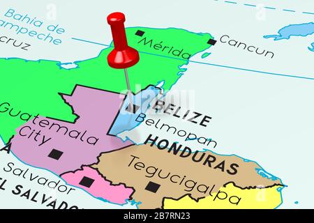 Political map of Belize with capital Belmopan, national borders ...