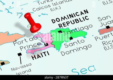 Haiti political map with capital Port-au-Prince. Caribbean republic and ...