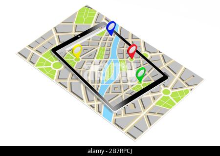 3D tablet, map - destinations concept Stock Photo - Alamy