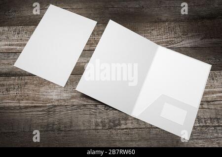 File folder mockup - front cover and opened - 3D rendering Stock Photo ...