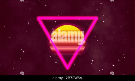 retro style triangle illustration. light sky blue, dark orchid and ...