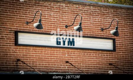 Street Sign the Direction Way to Gym Stock Photo - Alamy