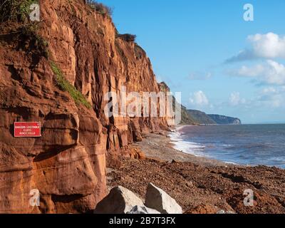 Triassic red rocks on the Jurassic Coast near Orcombe Point, Exmouth ...