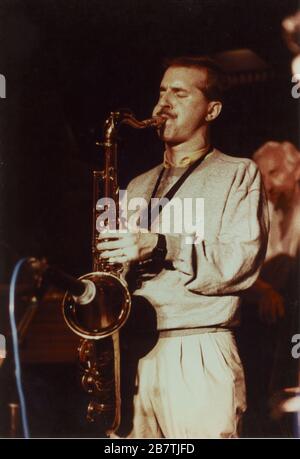 American saxophonist Scott Hamilton performing at Brecon Jazz Festival ...