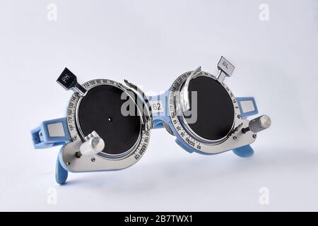 Pinhole of optometrist medical tool for test vision isolated white ...