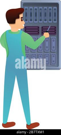 Man and voltage system icon. Cartoon of man and voltage system vector ...