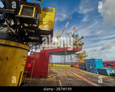 offshore support vessel stand by at 500 meter zone new oil platform to ...
