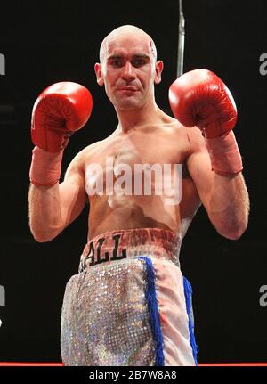 Stuart Hall (white shorts) defeats Martin Power in a bantamweight ...