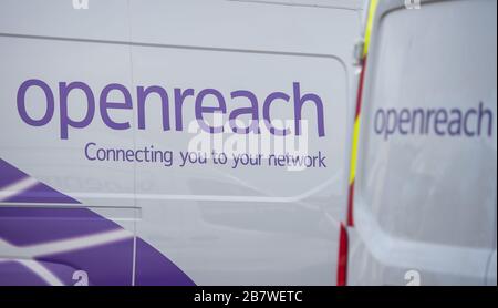 Openreach vans at the Openreach training centre in Peterborough Stock ...