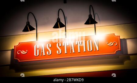 Street Sign the Direction Way to Gas Station Stock Photo - Alamy