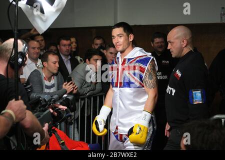 Tony Conquest (white shorts) defeats Bobby Scott in a Light-Heavyweight ...