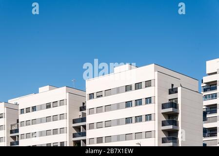 Madrid, Spain - August 31, 2019: Modern residential building against ...