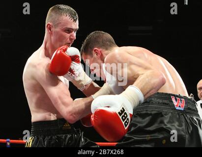 Martin Welsh (black shorts) defeats William Warburton in a Welterweight ...