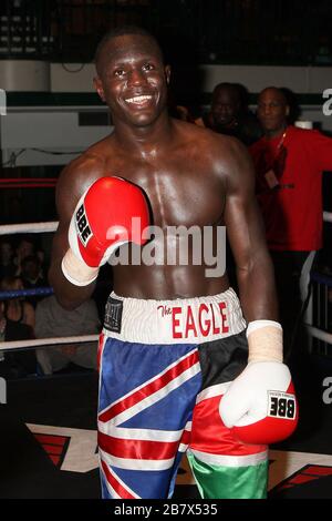 Luke Robinson (black shorts) defeats Erick Ochieng in a ...