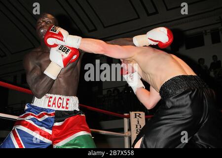 Luke Robinson (black shorts) defeats Erick Ochieng in a ...