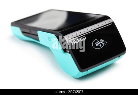 Nexgo N5 pos terminal isolated over white background Stock Photo - Alamy