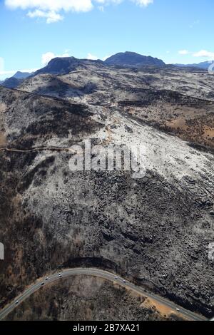 Aerial view of Simonsberg mountains and surrounding wine farms Stock ...