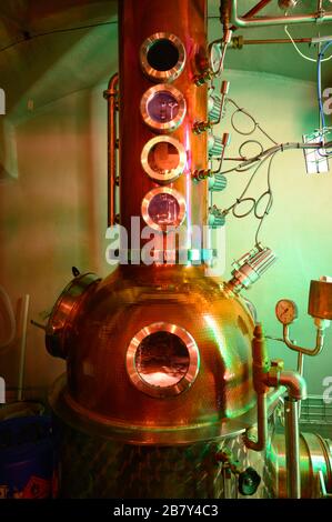 Gin distillation process in copper tanks, Scotland, UK Stock Photo - Alamy