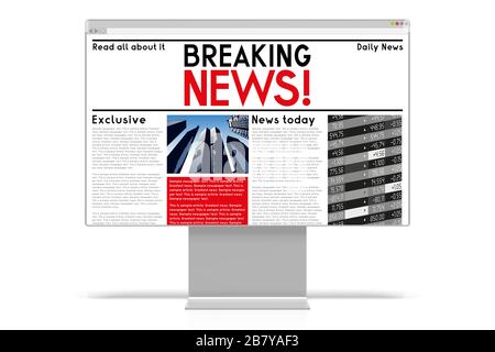 3D computer monitor - news concept Stock Photo - Alamy