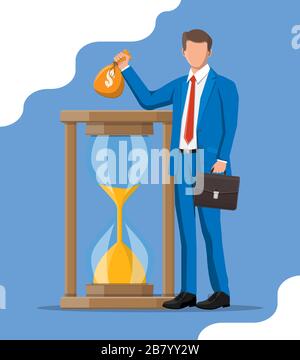 With money bag character hourglass concept for business deadline Stock ...