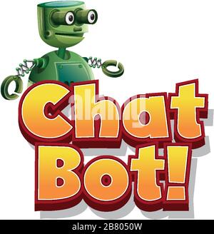 Font design for word chat bot with cute robot toy illustration Stock ...