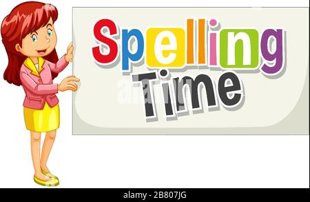 Font design for word spelling time with kids and abc illustration Stock ...
