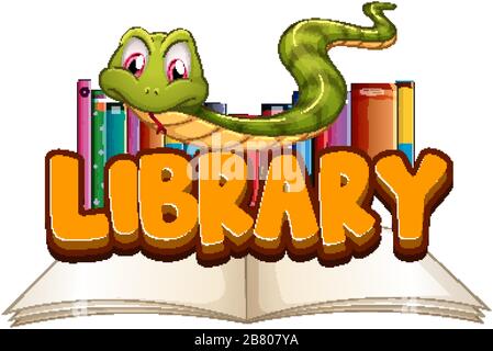 Font design for word library with animals reading book illustration ...