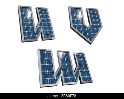 3D render of solar panel alphabet, letters E to H Stock Photo - Alamy