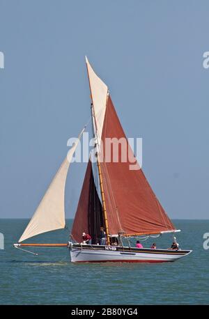 Vintage oyster smack sailing in regatta during Whitstable Oyster ...
