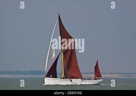 The Thames Sailing Barge Niagara in full sail on the Blackwater Estuary ...