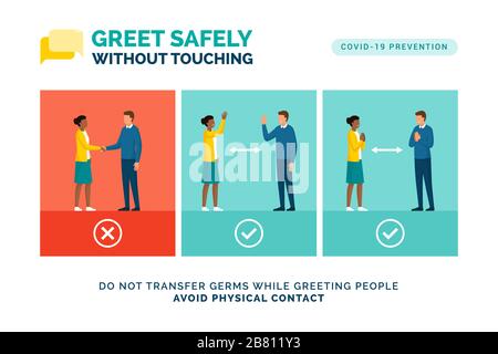Alternative safely greetings to avoid physical contact. Safe greeting ...