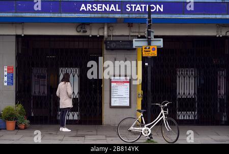 The Arsenal Underground tube station on a matchday. Arsenal is the only ...