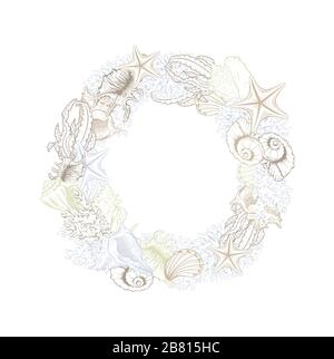 Seashells round template vector illustration Stock Vector Image & Art ...