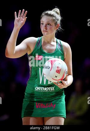 Celtic Dragons' Paige Kindred during the Vitality Netball Super League ...