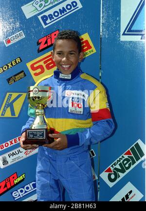 A young Lewis Hamilton at the beginning of his karting career Stock ...