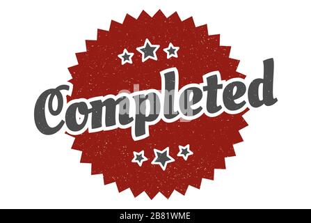completed sign. completed black-red round ribbon sticker Stock Vector ...