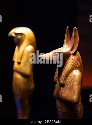 Tutankhamun's tomb treasures - statue of Herwer or Horus the Elder, one ...