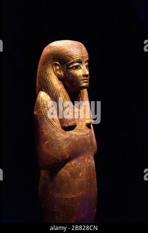 Tutankhamun tomb treasure; gilded wooden statue stand and statue shrine ...