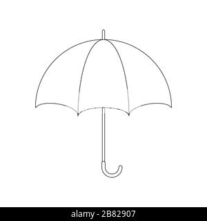 Umbrella outline illustration. Parasol contour isolated on white. Rain ...