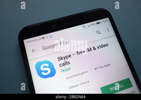 Skype app on Google Play Store website displayed on Huawei smartphone ...