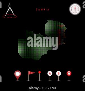 Zambia dotted map set. Map of Zambia in dotted style. Borders of the ...