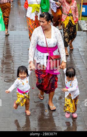Balinese Hindu Children At The Batara Turun Kabeh Ceremony, Besakih ...