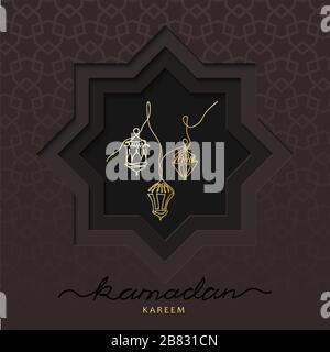 Ramadan kareem square card. Vector papercut card design. Vector ...