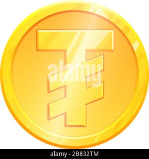 MNT Golden tugric symbol on white background. Finance investment ...