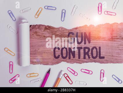 Handwriting text writing Gun Control. Conceptual photo legal measure ...