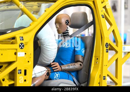 Friedrichshafen, Germany. 12th Mar, 2020. A ZF logo is on an exhibited ...