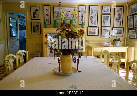 The dining room of Claude Monet's house at Giverny, France Stock Photo ...